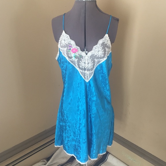 Vintage | Intimates & Sleepwear | Vintage 8s Bright Blue Slip | Poshmark